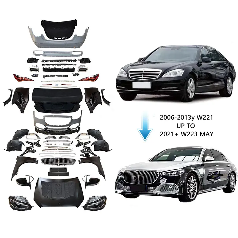 S Class W221 2006-13y Upgrade To W223 2021y+ S680 May Style Car Bumpers ...