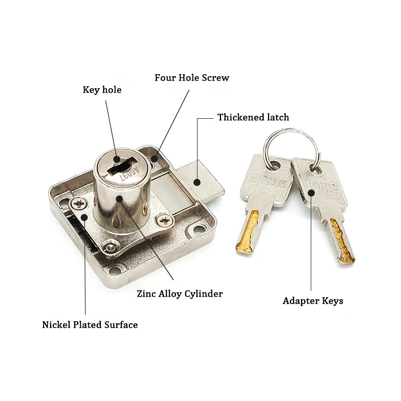 Self-locking Drawer Lock Furniture Lock With 3mm Latch With Cylinder ...