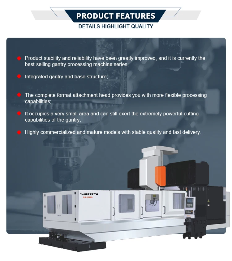 Sagetech 3 Axis Cnc Gantry Milling Machine Large Metal Processing Machinery Hight Precision C ...