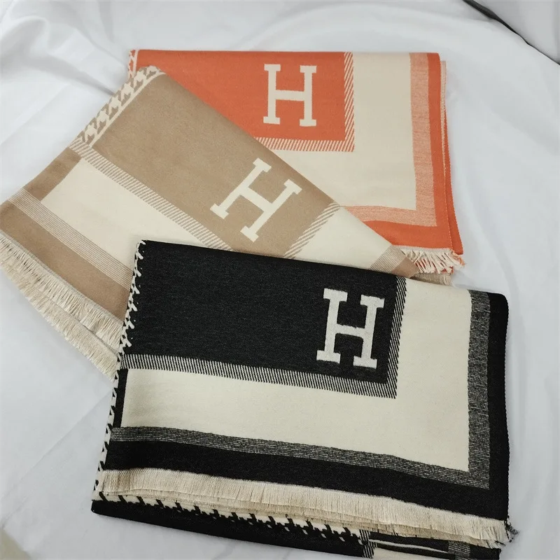 Luxury Catalog Letter H Designer Scarf Classics Women Winter Wool ...