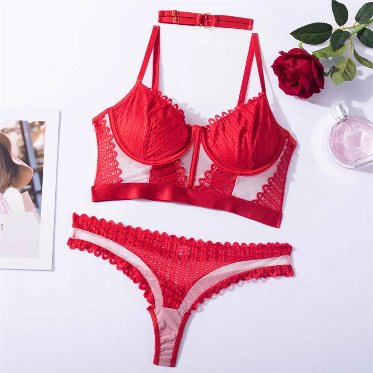 European and American Big Size Sexy Lingerie Sexy Push up Padded Halter ...