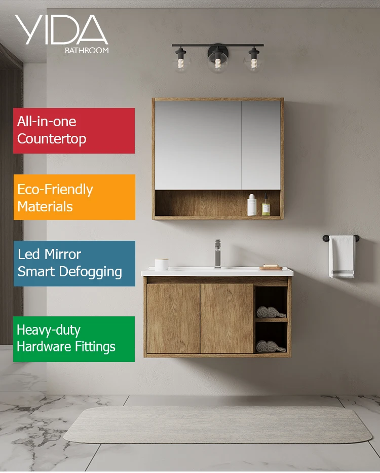 Yida Wall Mounted Wood Grain Bathroom Vanity Cabinet Combo,20",24",28 ...