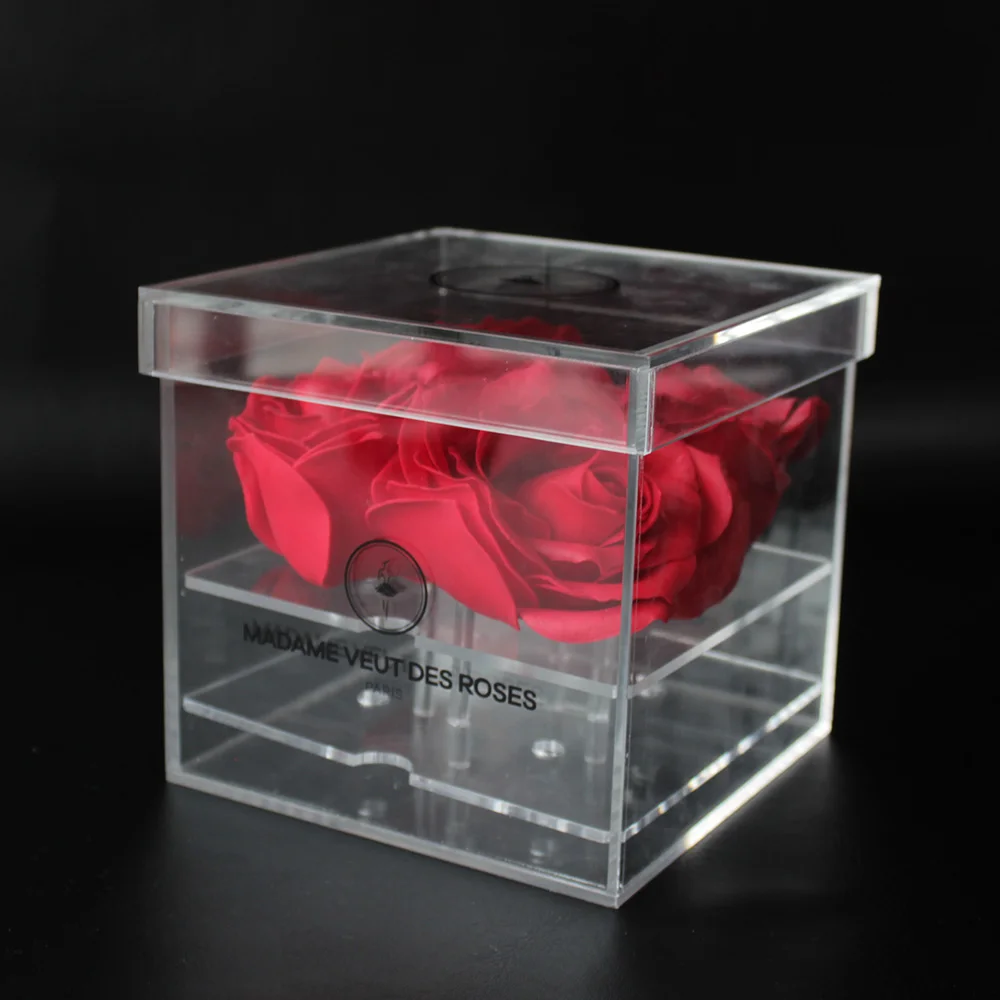 High Quality Transparent Preserved Rose Rectangle Packaging Box ...