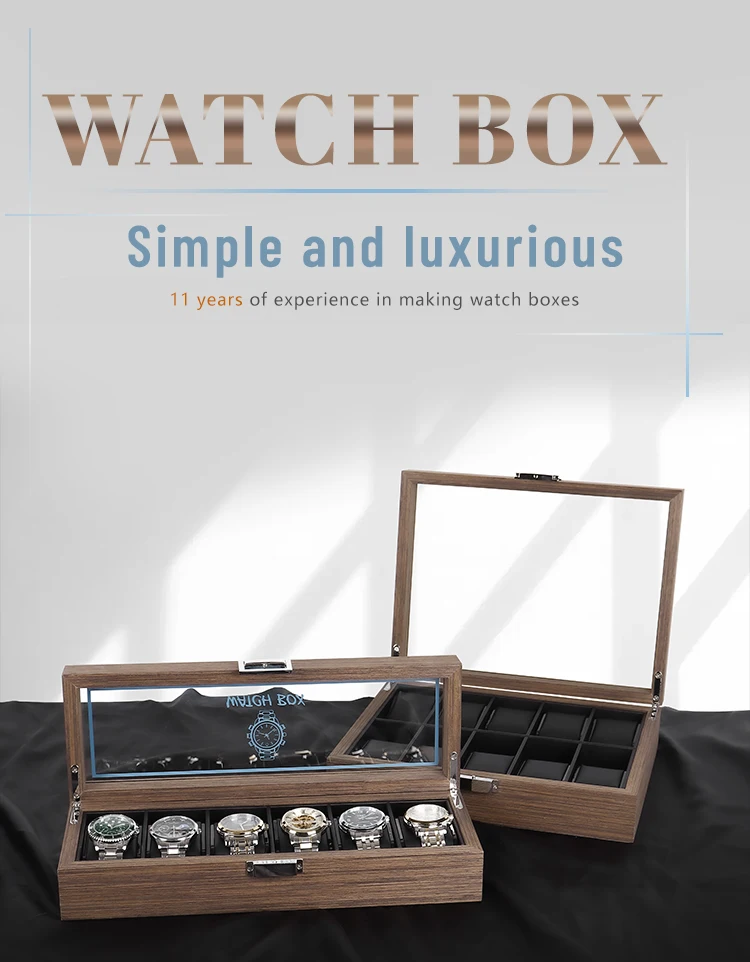 Custom Luxury Wooden Watch Box Packaging Wrist Watch Storage Box Black ...