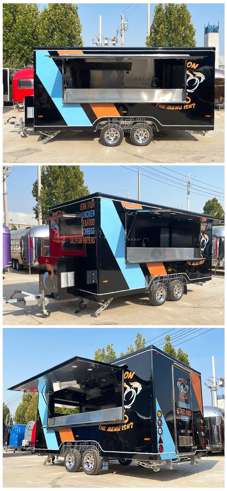ONLYWE Custom Street Fiberglass Mobile Seafood Fast Food Trailers Fully ...
