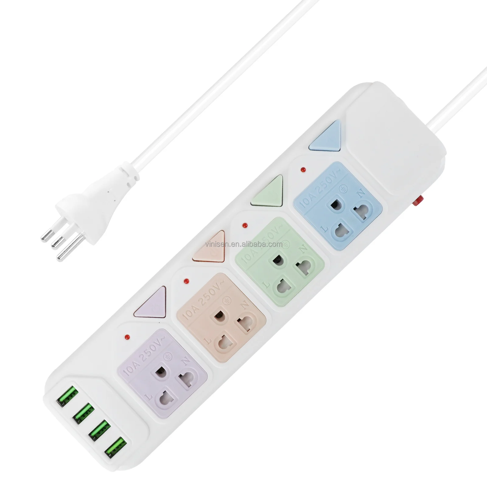 Thailand Standard 4 Ways Socket With Surge Protector Electrical Plastic ...