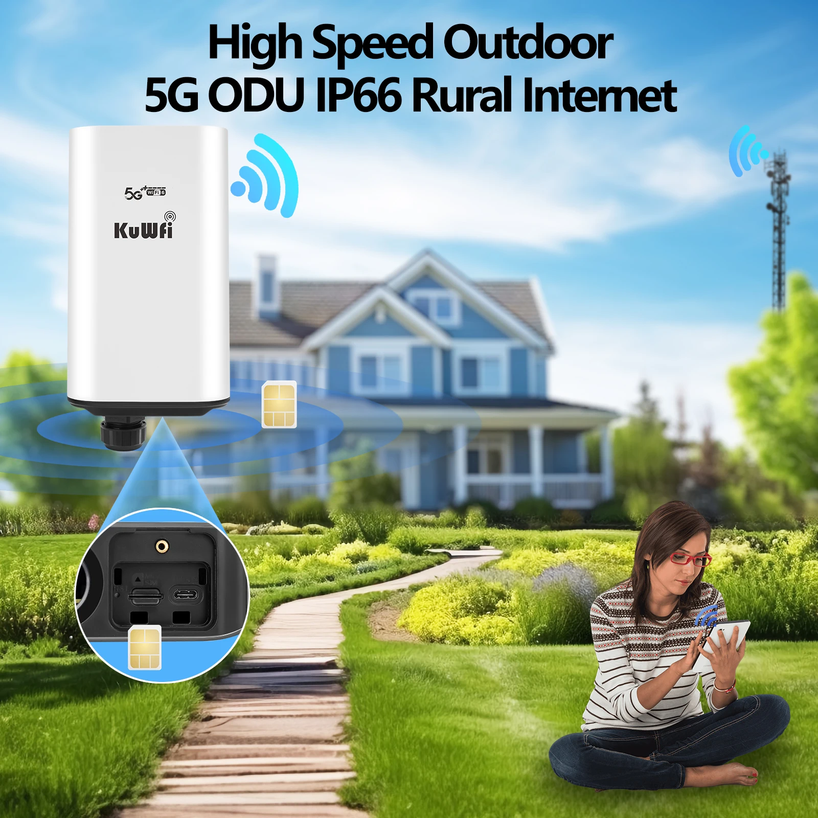 Kuwfi C120 5g Router With Sim Card Slot Outdoor Ip65 Dust Waterproof X55 Chipset Wifi 6 5g ...