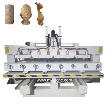 Multi Head Rotary 3d Wood Duplicator Carver Multi-heads 4 Axis Cnc ...