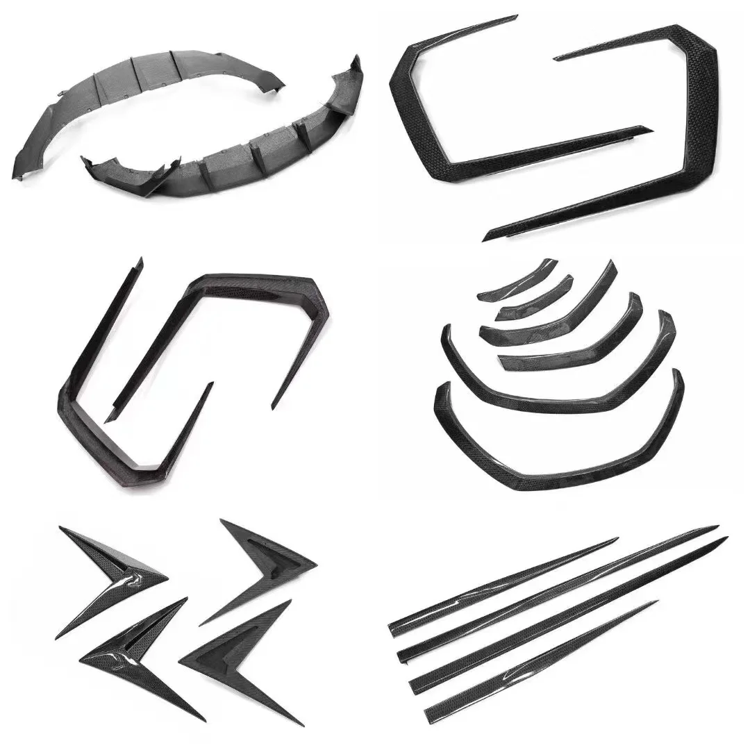 Carbon Fiber Bonnet Front Spoiler Canards Bonnet Side Skirts Rear ...
