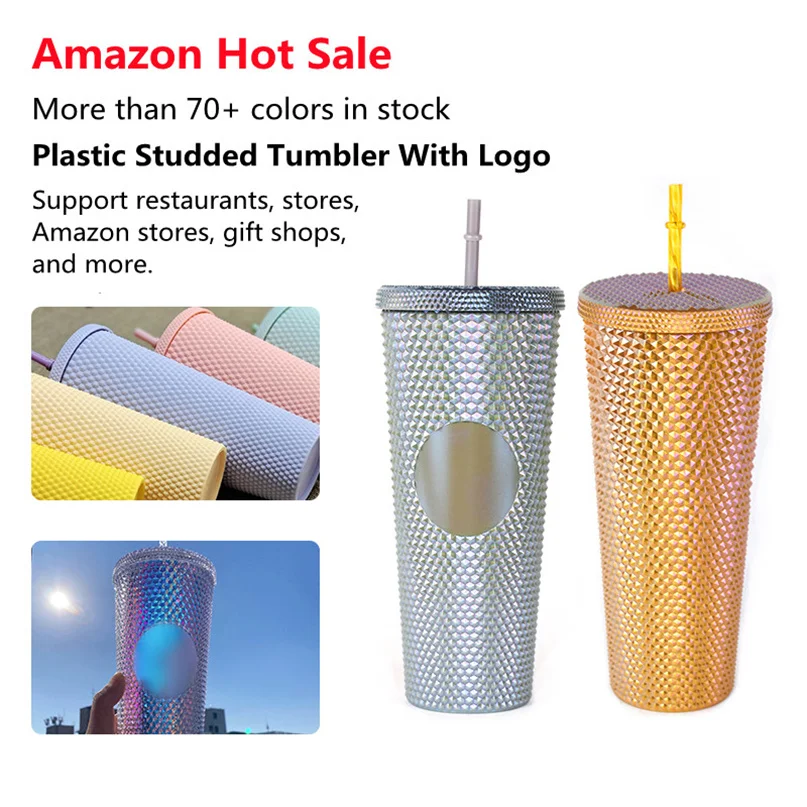 Christmas Gift 22oz Black Acrylic Tumbler Cup Studded Matte Tumblers ...