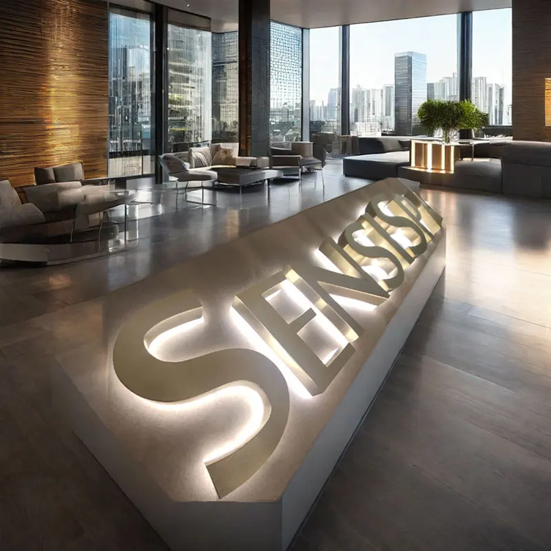 3D Lobby Signage Logo Office Back Lit Word Electronic Sign