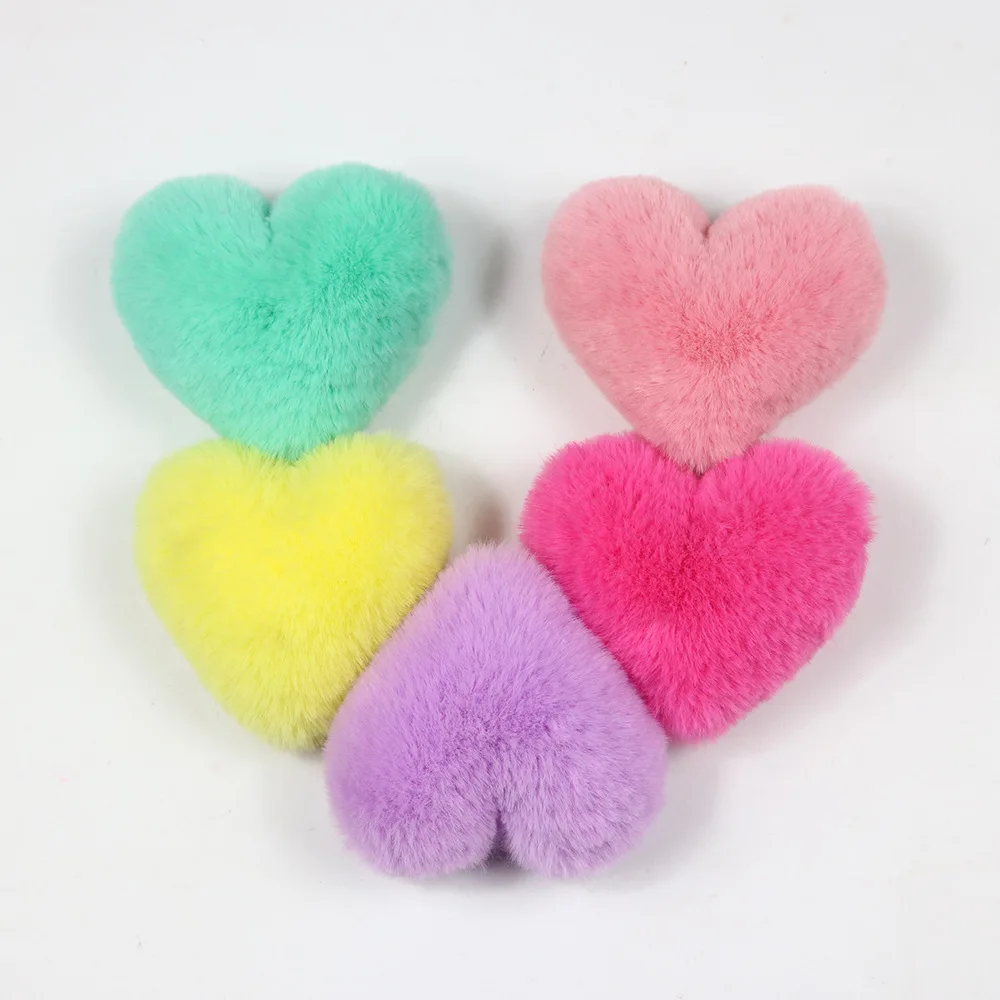 10cm Hot Sale Fashion Love Heart Shaped Puff Fur Ball For Keychain Bag ...