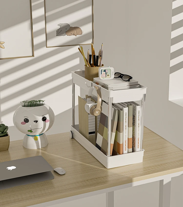 2 Tier Slide-out Storage Box Kitchen Pull-out Kitchen White Storage ...