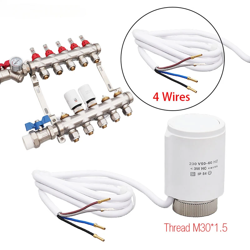 4 Wires Thermal Actuator NC 230V for Underfloor Heating Manifold ...