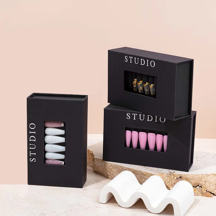 Custom Nail Art Packaging Box Empty Cute Press on Nail Packaging Boxes ...