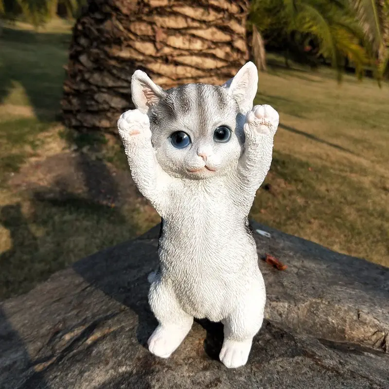 Animal Garden Sculpture Life-size Resin Statue Cat Garden Ornaments ...