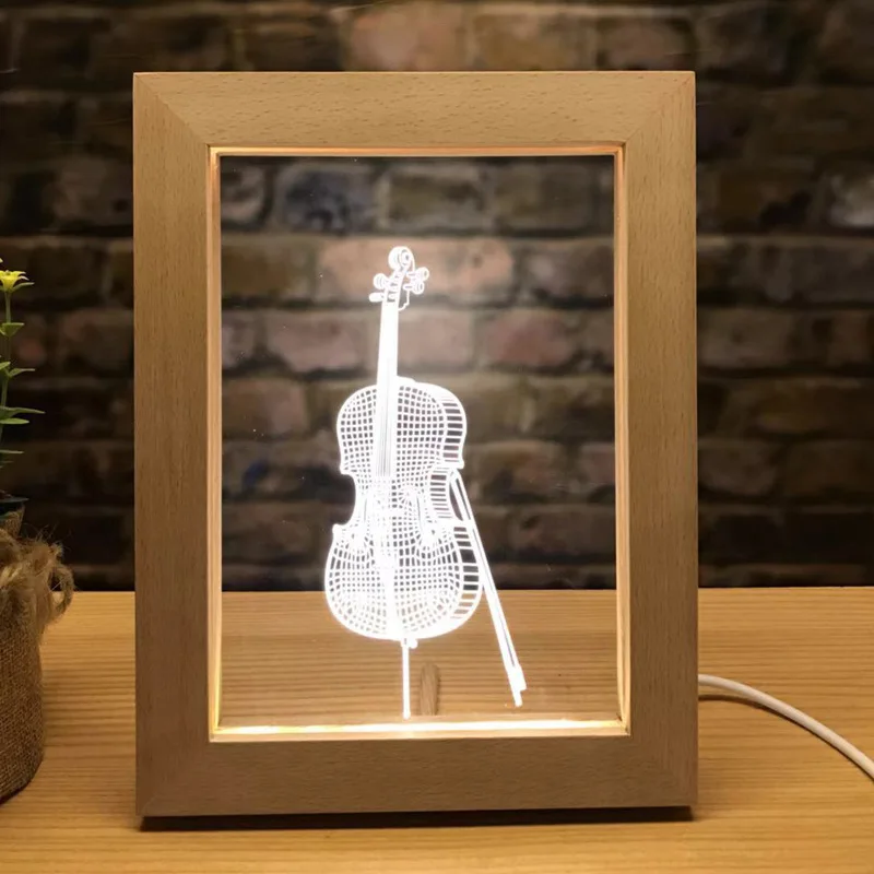 A4 Size Modern Custom Wooden LED Night Lights Rectangle Acrylic Wood ...