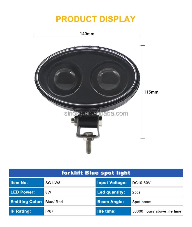 DC10-80V Blue Point Danger Zone LED Lamp 10W Forklift Light