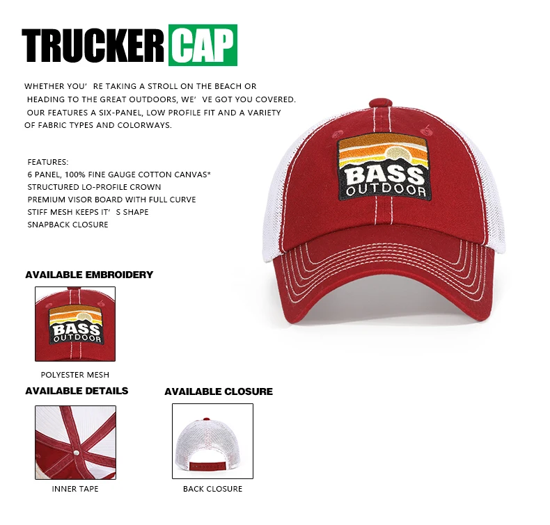 Customize Logo 2d Embroidered Mesh Trucker Hats Customize Cotton Canvas ...