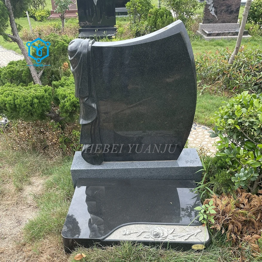 Yuanju China Headstone Black Granite Grave Stone Cemetery Tombstones ...