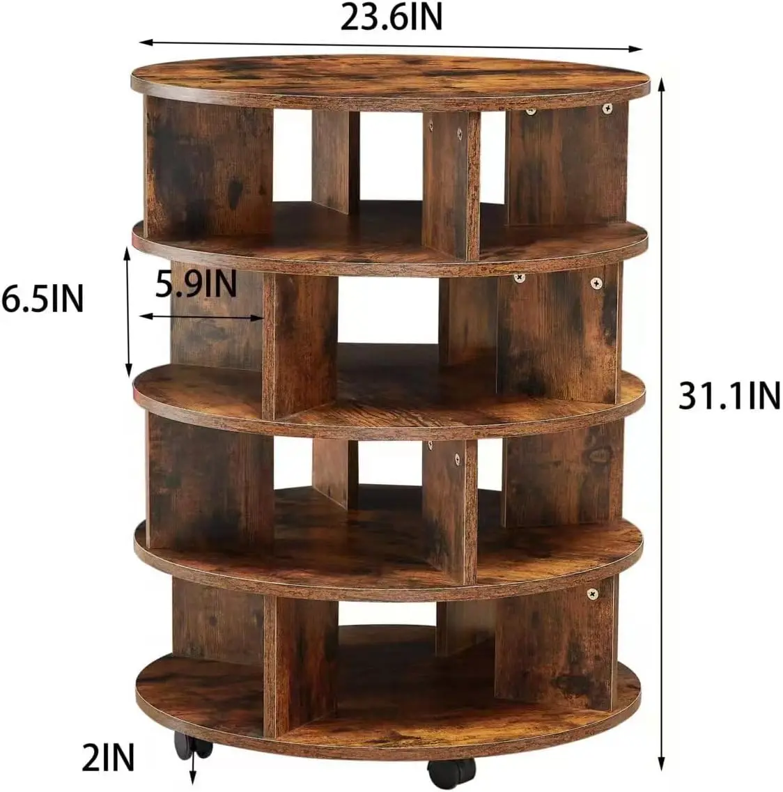 Wooden 4-Tier Revolving Shoe Rack Storage Organizer Cabinet on Wheels ...