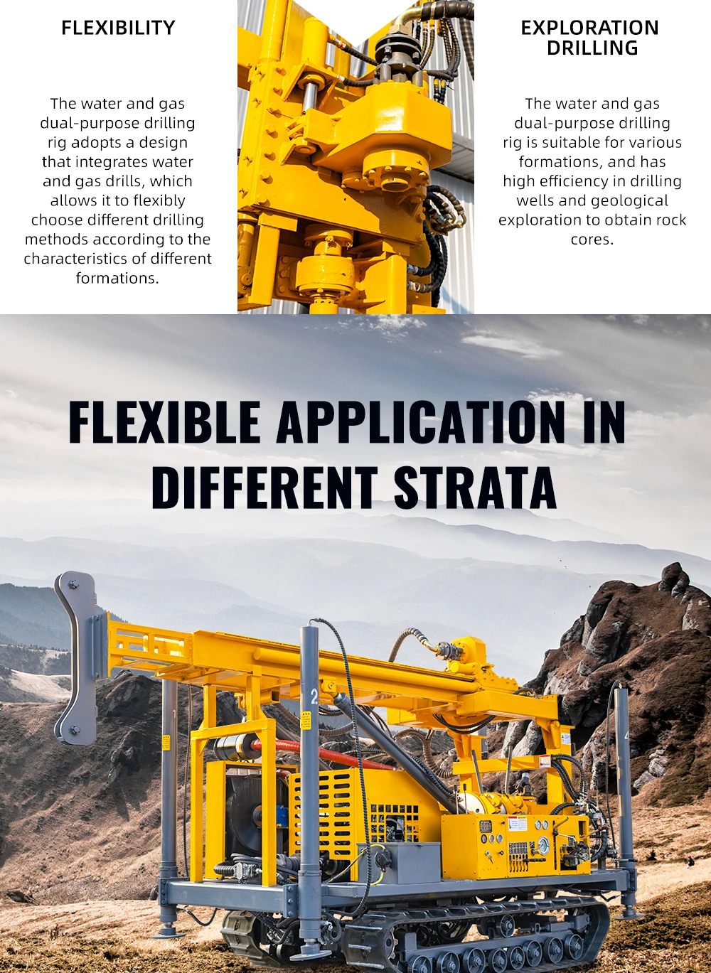 300 Meters Diesel Engine Borehole Water & Pneumatic Drilling Rigs