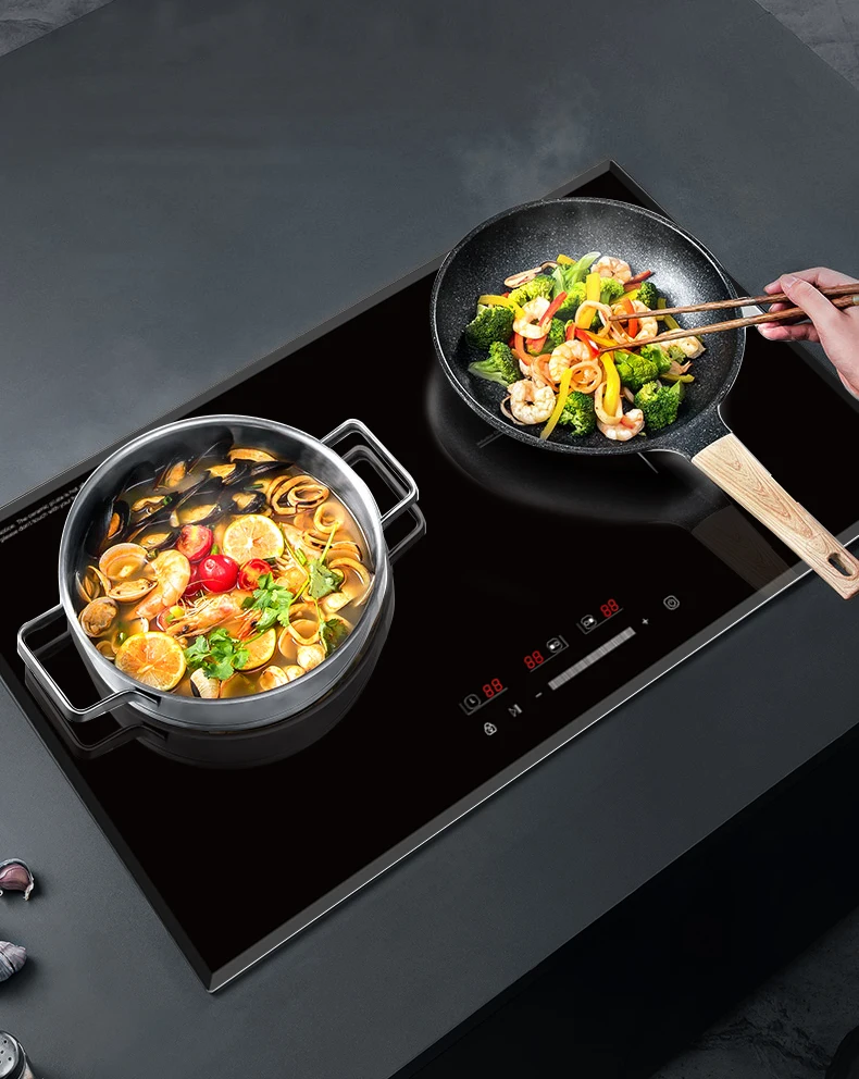 220v 4000w Built Hob 4000w Electric Double Induction Cooker White Glass ...