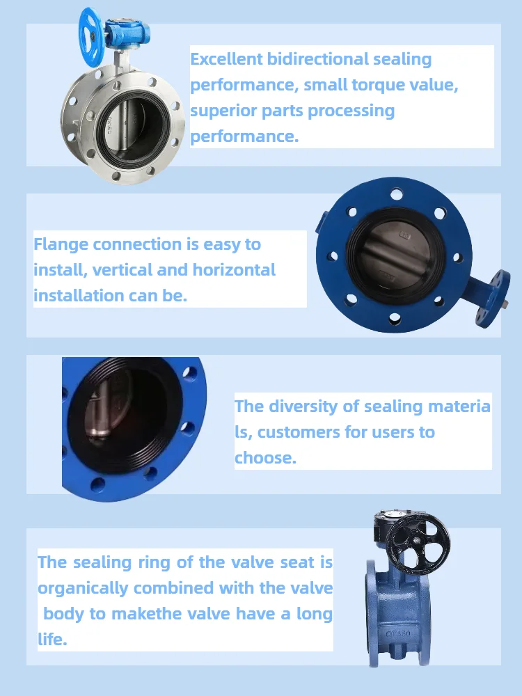 Soft Seal DN50-300 Ductile Cast Iron butterfly Valve Turbine PTFE ...