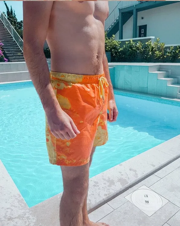 Men's Magical Color Change Beach Shorts - Quick Dry Swimwear
