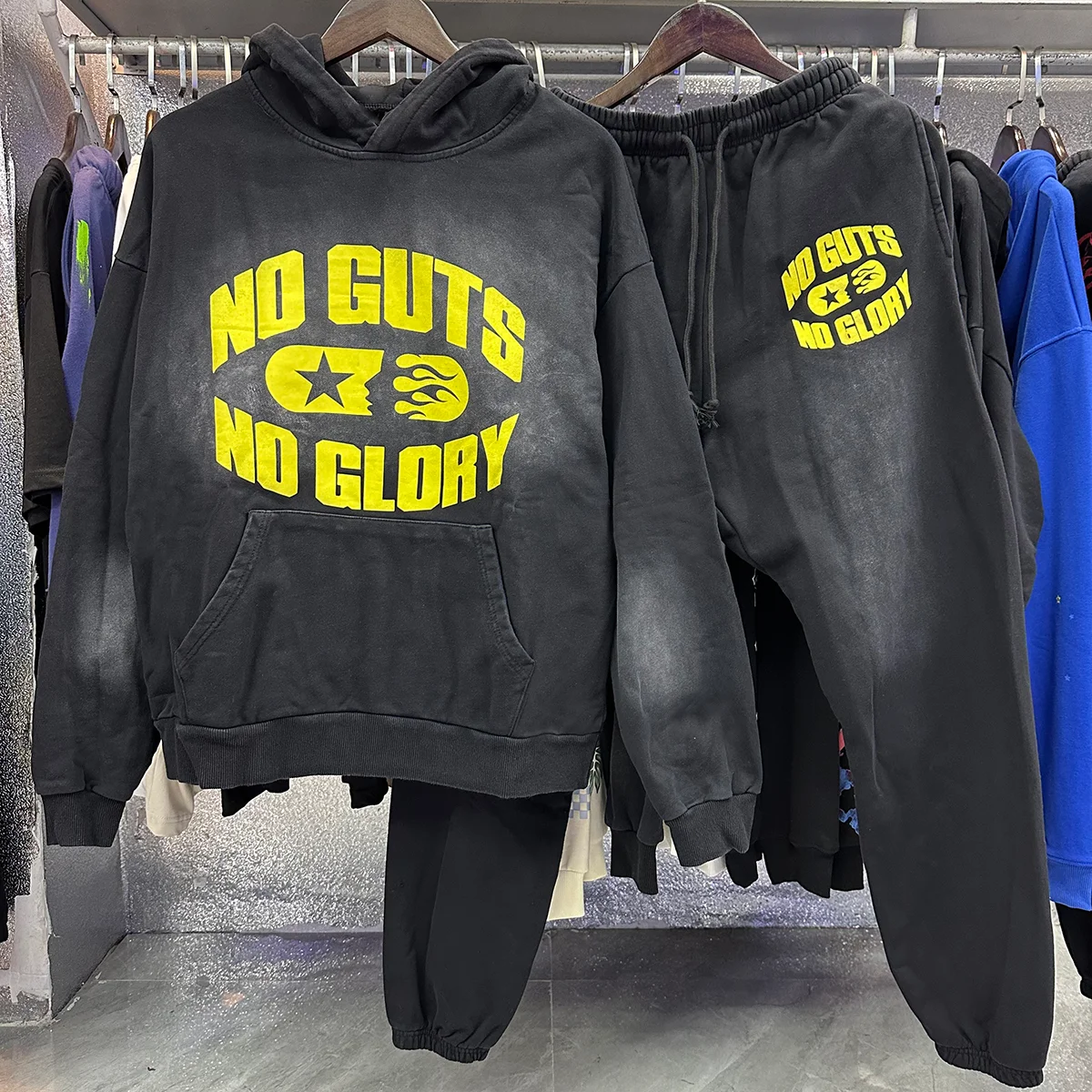 Top Quality Hellstar Sweatpants And Hoodie Set Tracksuits Acid Wash ...