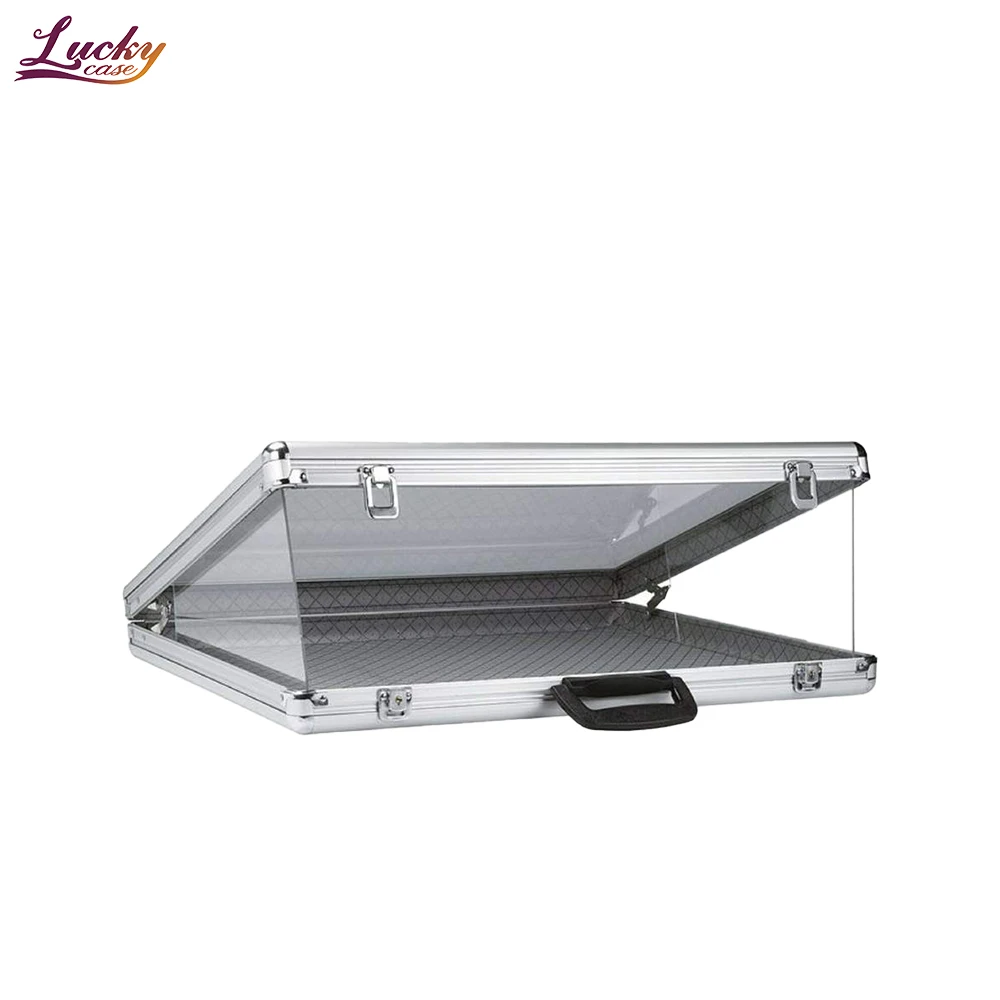 Aluminum Glass Top Display Locking Travel Table Counter Top Case