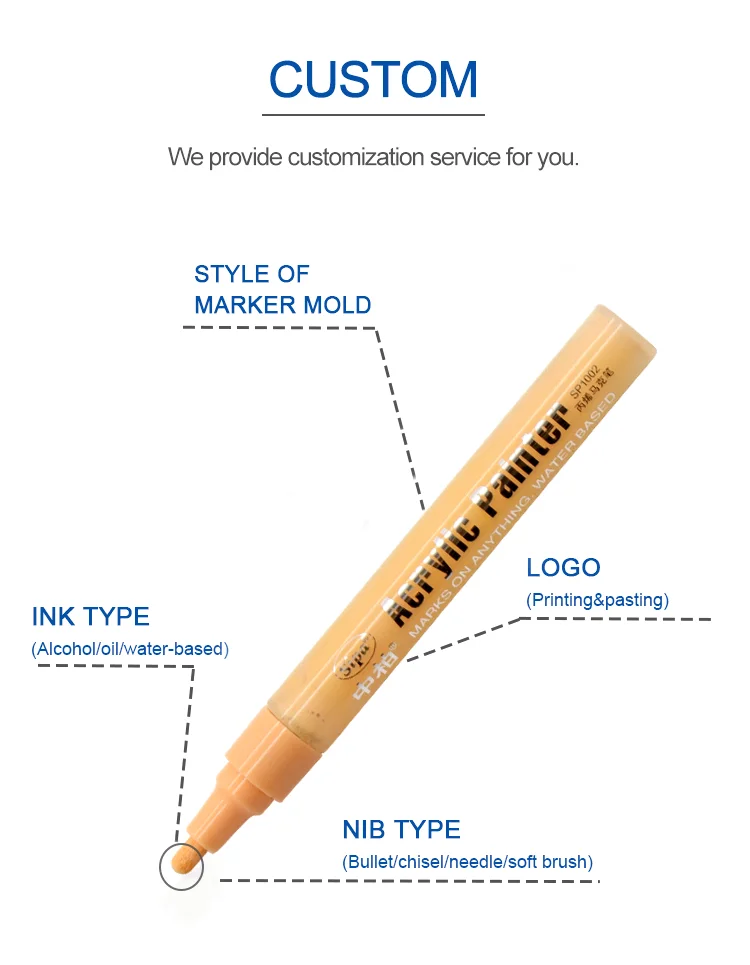 Sipa SP1002 Art Marker Pens - Indelible Ink & Dual-Side Writing