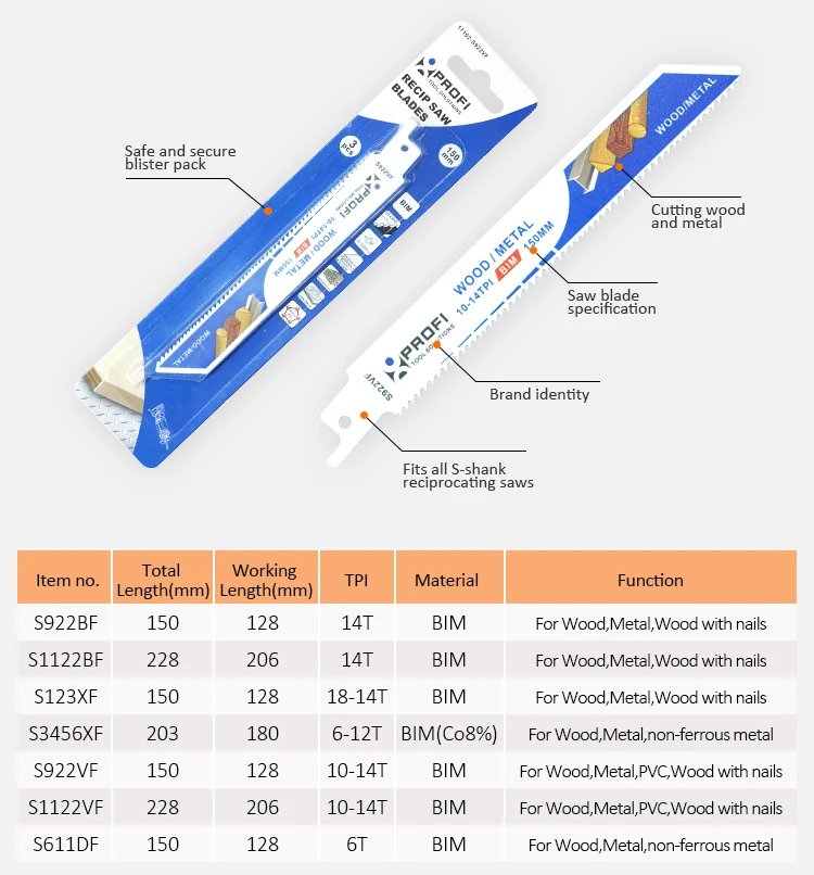 S1122BF BIM Cobalt 8% Reciprocating Saw Blade for Wood Working With ...
