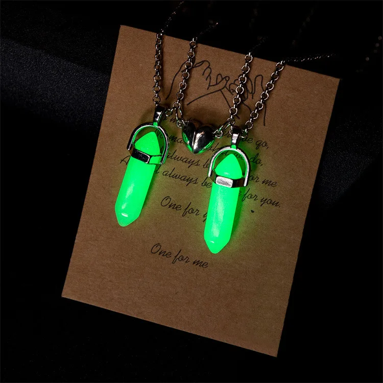 New Luminous Pendant Necklace Heart Shaped Pendant Couple Magnetic ...