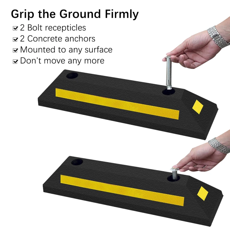 Car Wheel Stopper - Durable Rubber Parking Aid, Reflective Bump Stops ...