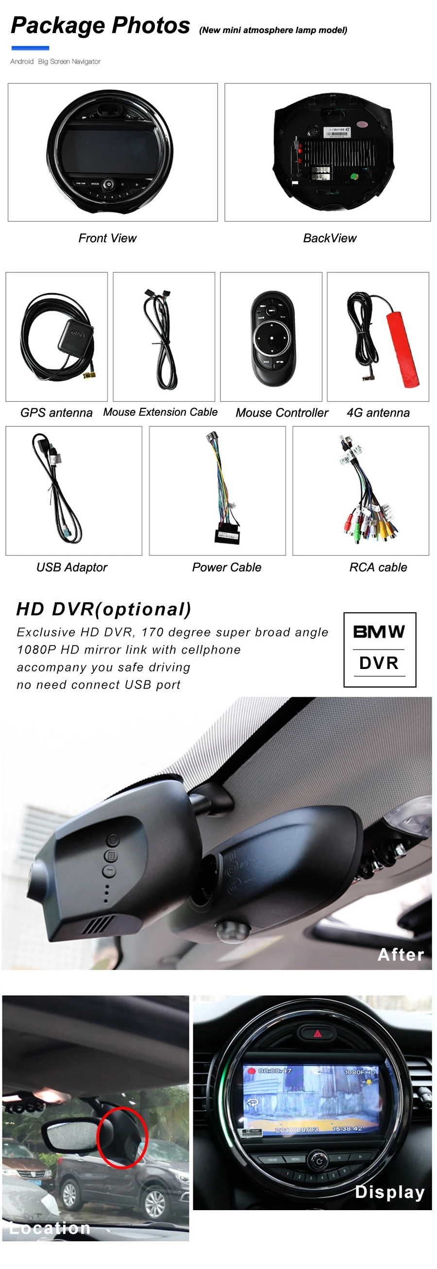 256GB 9inch Android 12 Screen for BMW Mini Countryman R60 R54 Cooper ...