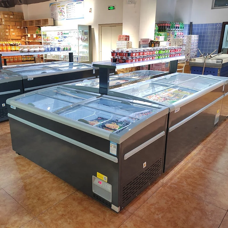 Combine Supermarket Island Display Freezer with Top Sliding Glass Door ...