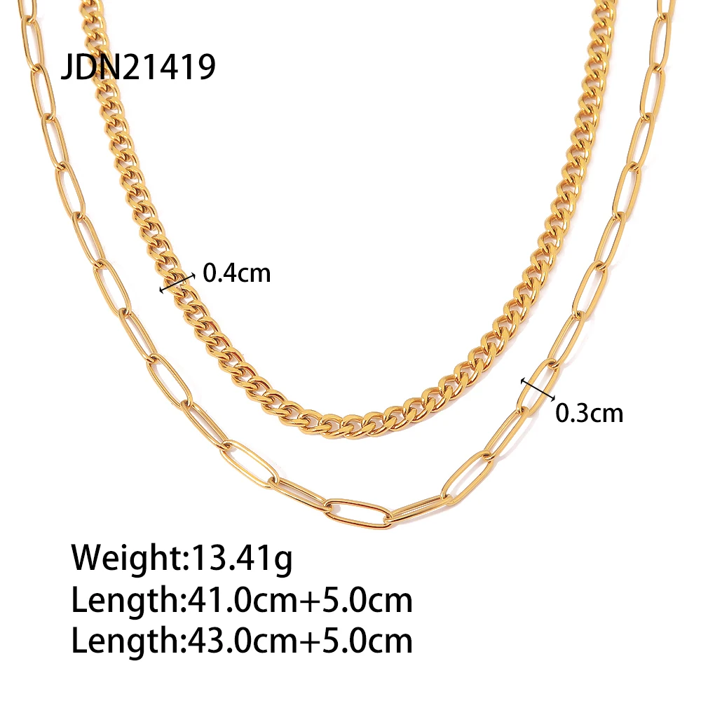 Minimalist 2 Layer Link Cuban Chain - 18K Gold Plated