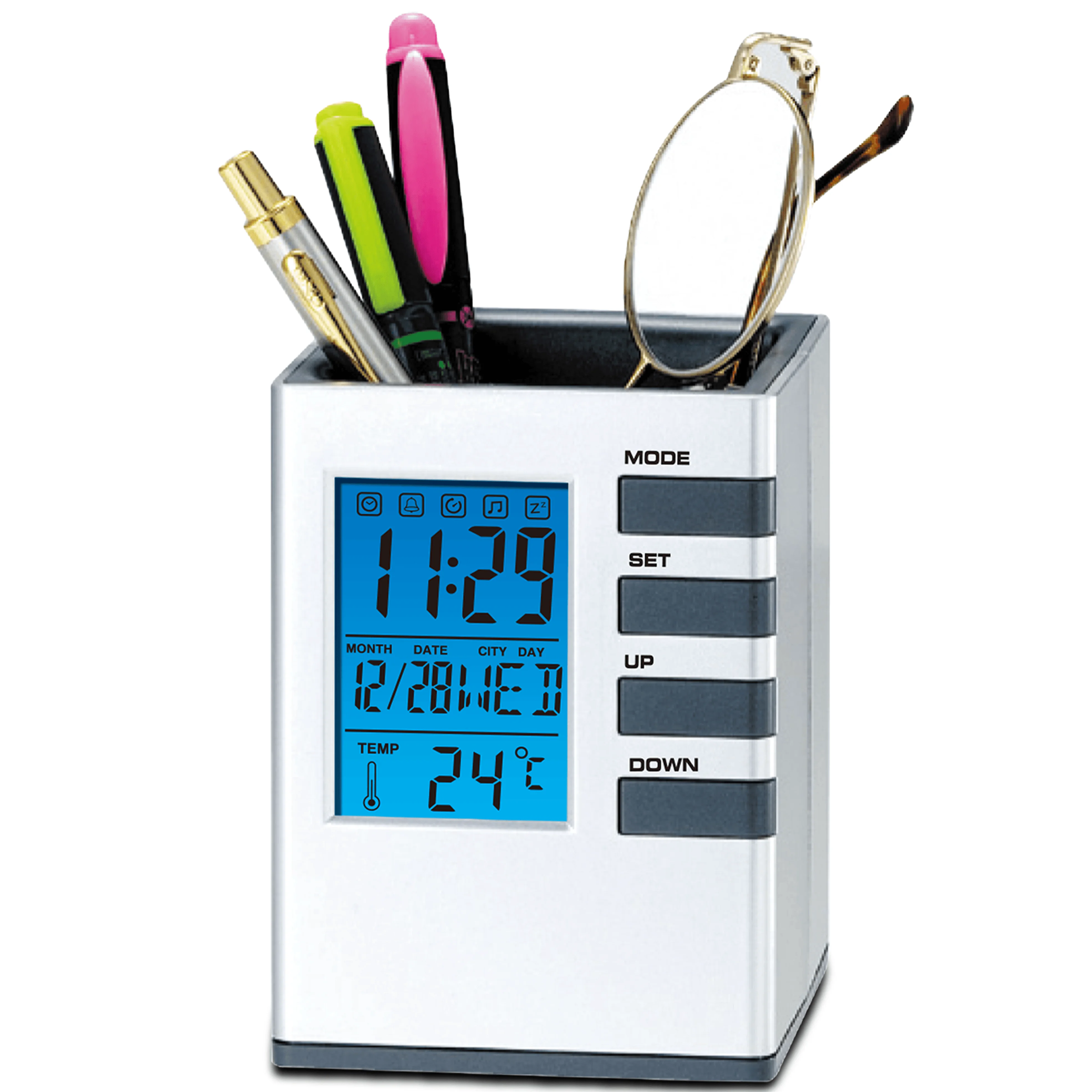 PEN CONTAINER Large Digital led alarm clock wall clock smart alarm ...