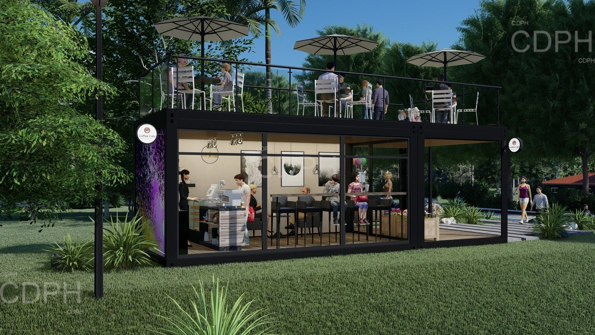 Chinese Prefab Portable 40FT Shipping Container Cafe Shops