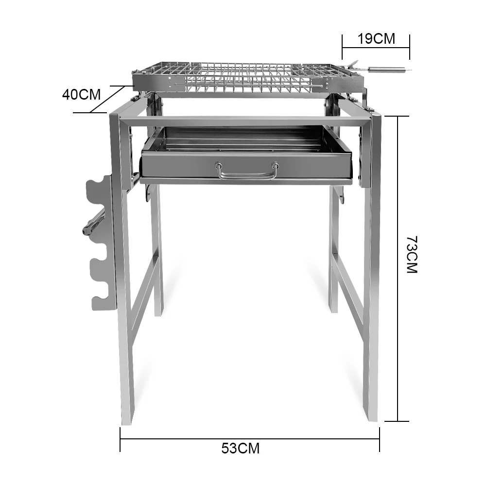 360-Degree Stainless Steel Rotating BBQ Grill Hand-Operated Easy-to ...