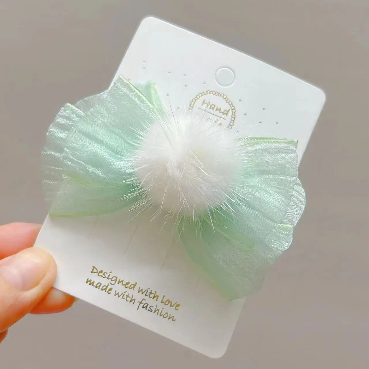 2023 Korean New Mink Hair Net Yarn Bow Mink Hair Girls Hairpin Fashion ...