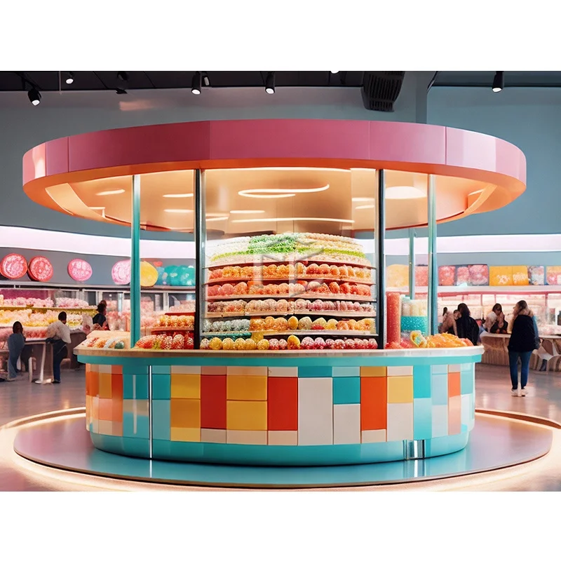 Wholesale Bespoke Retail Candy Kiosk Custom Mall Kiosk Sweets Colorful ...