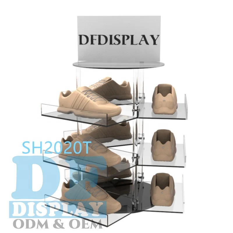 Shoes display acrylic floating shoe display counter shoe rotating ...