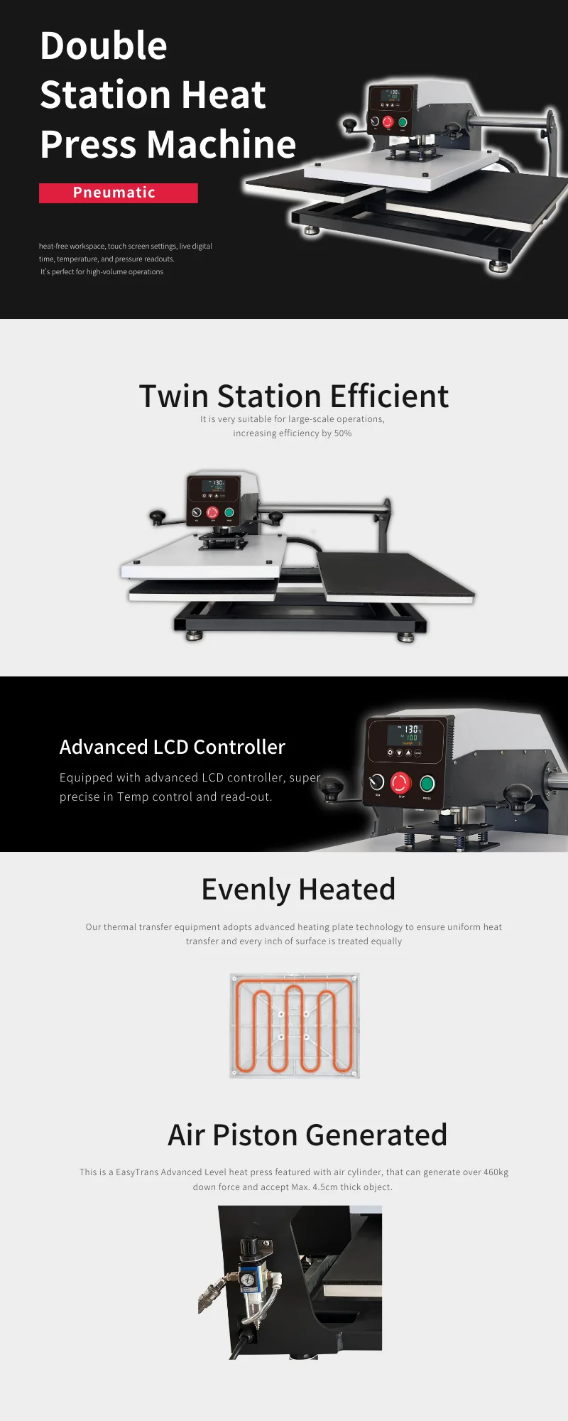 Double Station Pneumatic Heat Press Machine Double Flat Heat Press ...
