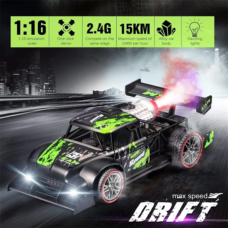 Kids Remote Control Drifting Car Toy 2.4g Alloy Rc Spray Racing Vehicle ...