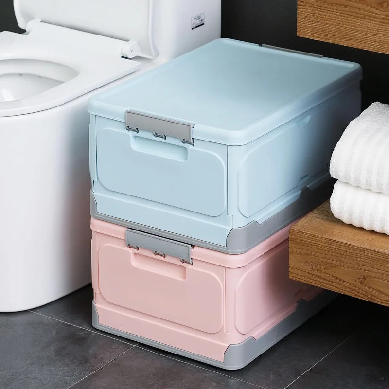 Durable Collapsible Box Plastic Stackable Foldable Storage Box With Lid ...