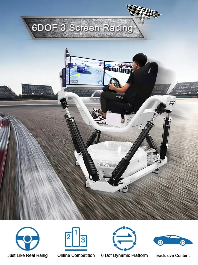 3 Screen Car Racing Game Machine - 6DOF Motion Simulator
