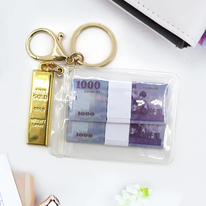 Custom 2d/3d Dollar Bill Keychain Currency Gold Bar Key Chain With Gold ...