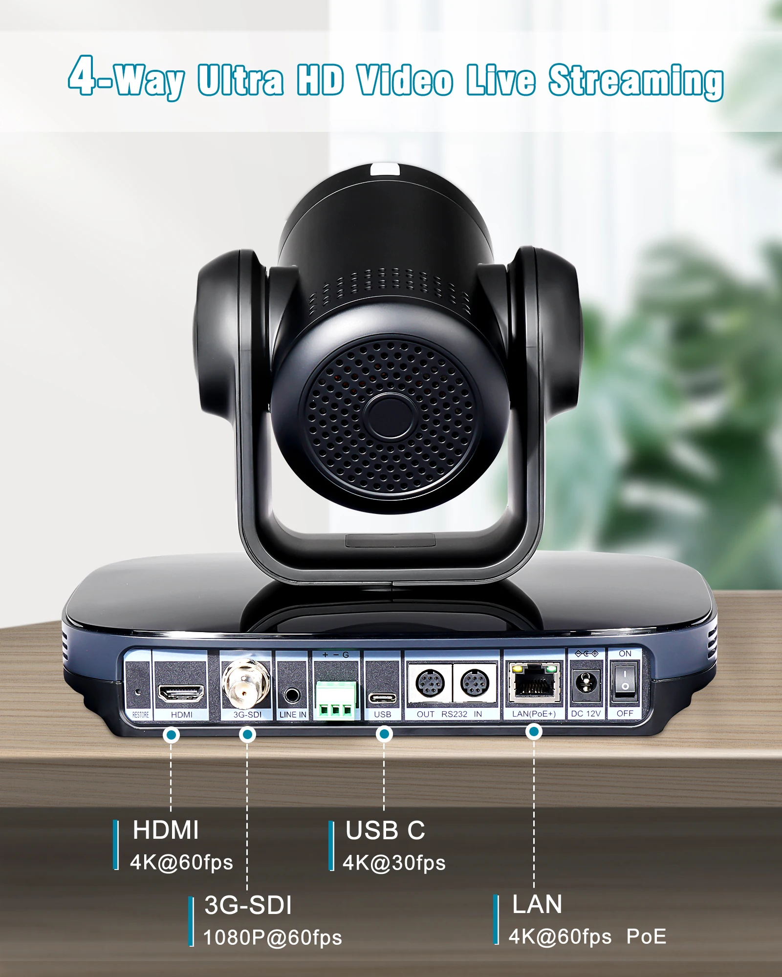 4K 60fps PTZ Camera Broadcast NDI IP POE Auto Tracking OEM